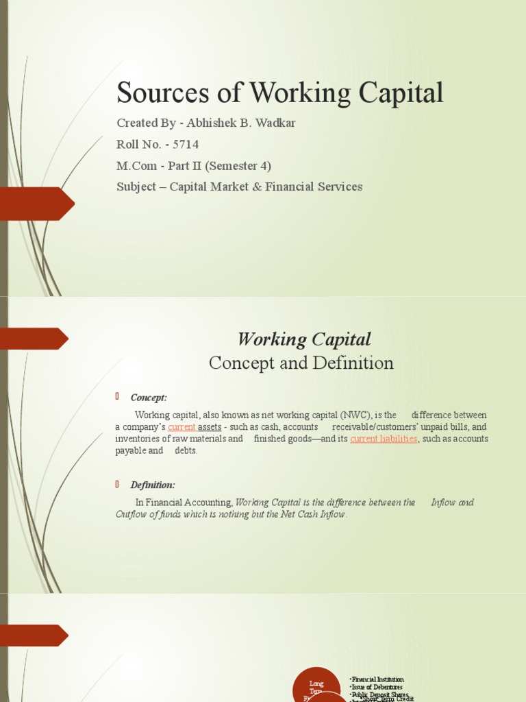 Working Capital Sources Explained | PDF | Financial Capital | Working ...
