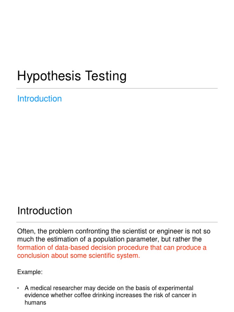 Materi 3b Hypothesis Testing Intro Test Concerning Means Pdf Type I And Type Ii Errors