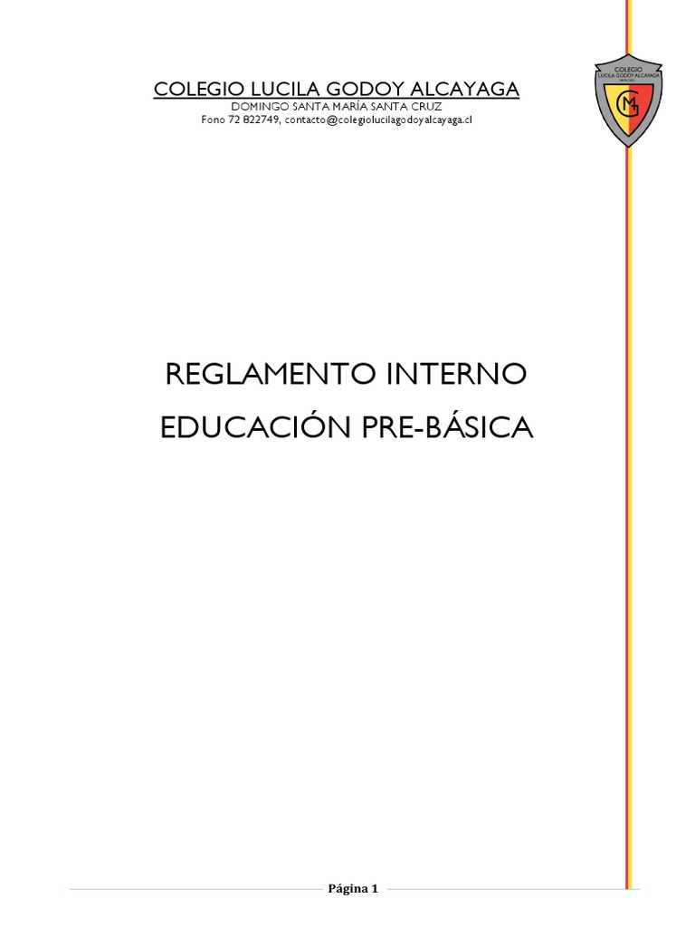 Reglamento Interno Educación Pre-Básica | PDF | Educación de la primera ...
