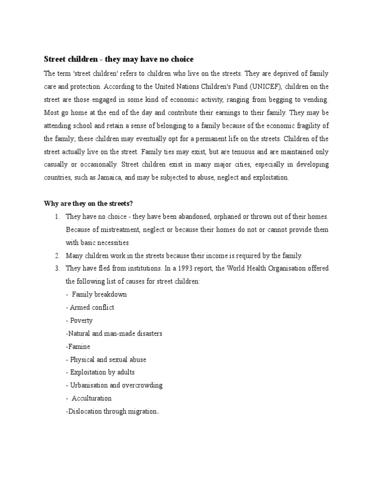 Street Children | PDF | Family | Poverty