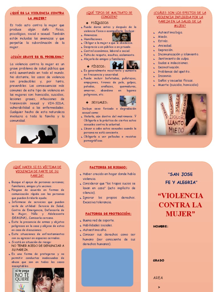 Triptico Violencia Contra La Mujer | PDF | La violencia contra las mujeres