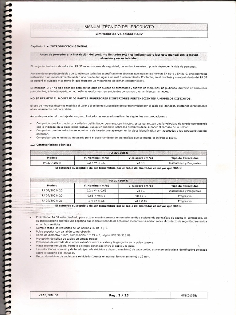 Manual Limitador de Velocidad PA37 MP | PDF