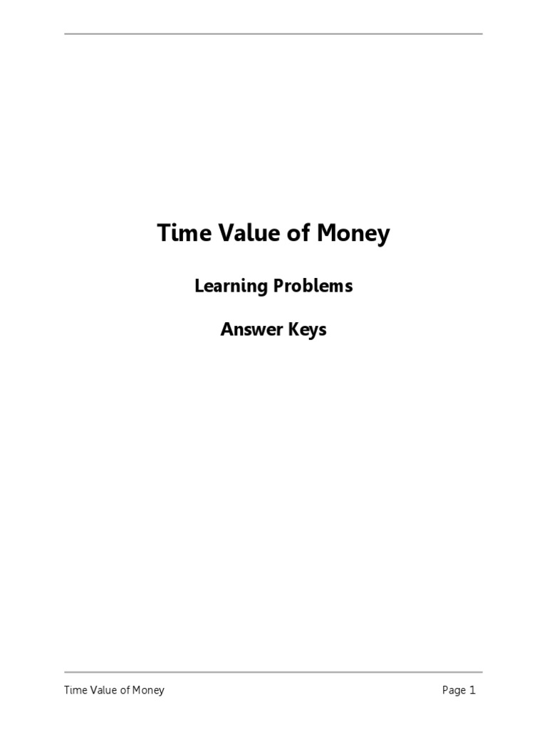 Answer Keys - Time Value of Money | PDF | Time Value Of Money | Present ...