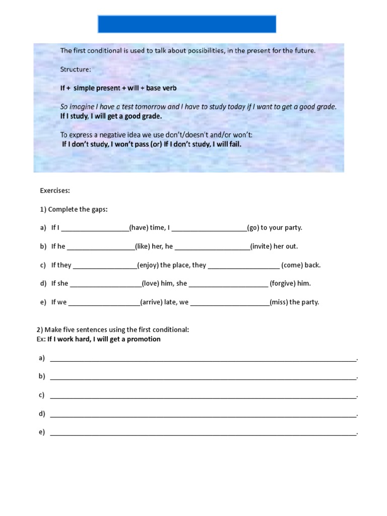 First Conditional Worksheet 6 | PDF