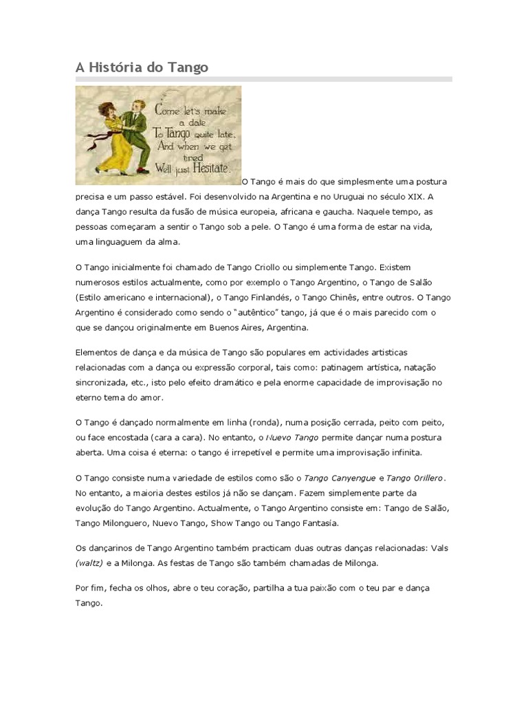 História e Estilos do Tango Argentino | PDF | Arte