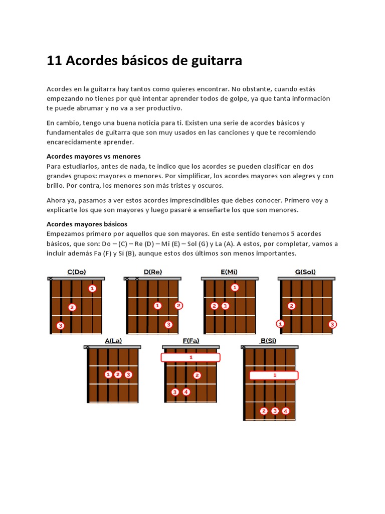 Acordes Básicos en Guitarra PDF | PDF