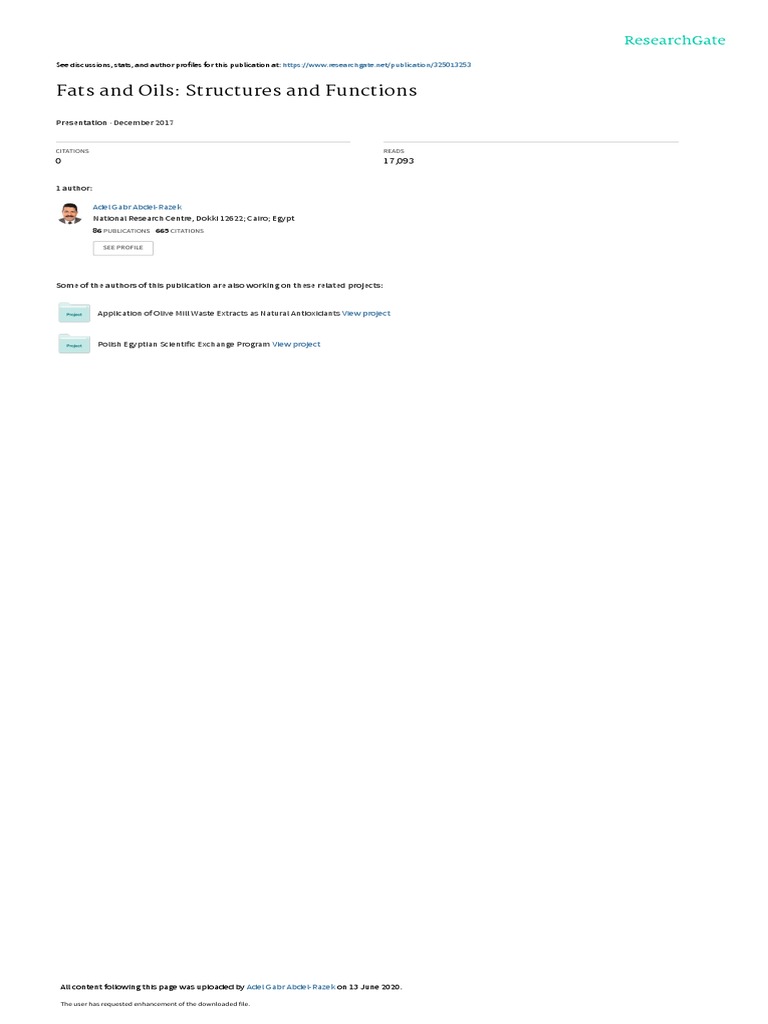 Fats and Oils Structure and Functions | PDF | Triglyceride | Fat