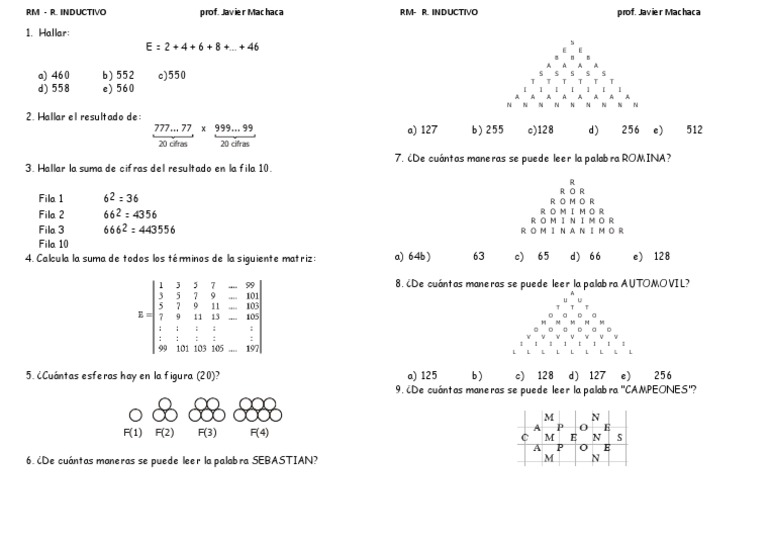 Ejercicios PR RM - Induccion | PDF