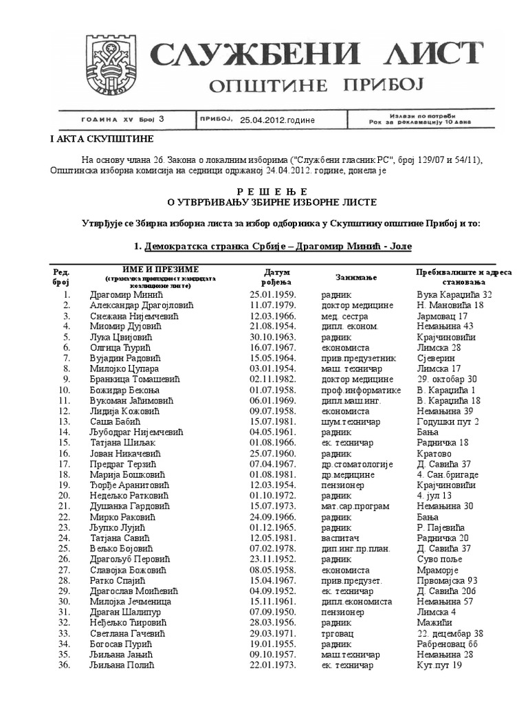 Sluzbeni List 03 - 24.04.2012 PDF | PDF