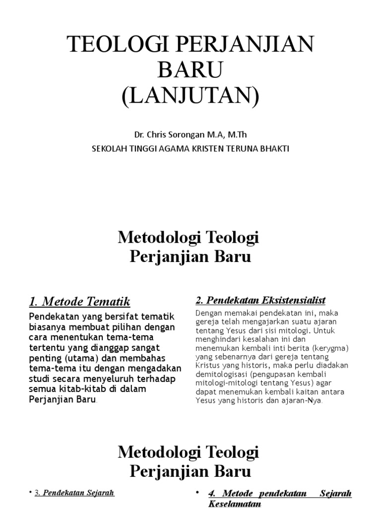 Teologi Perjanjian Baru (Lanjutan) | PDF