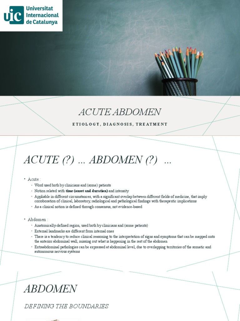 Acute Abdomen. Universitat International de Catalunya | PDF
