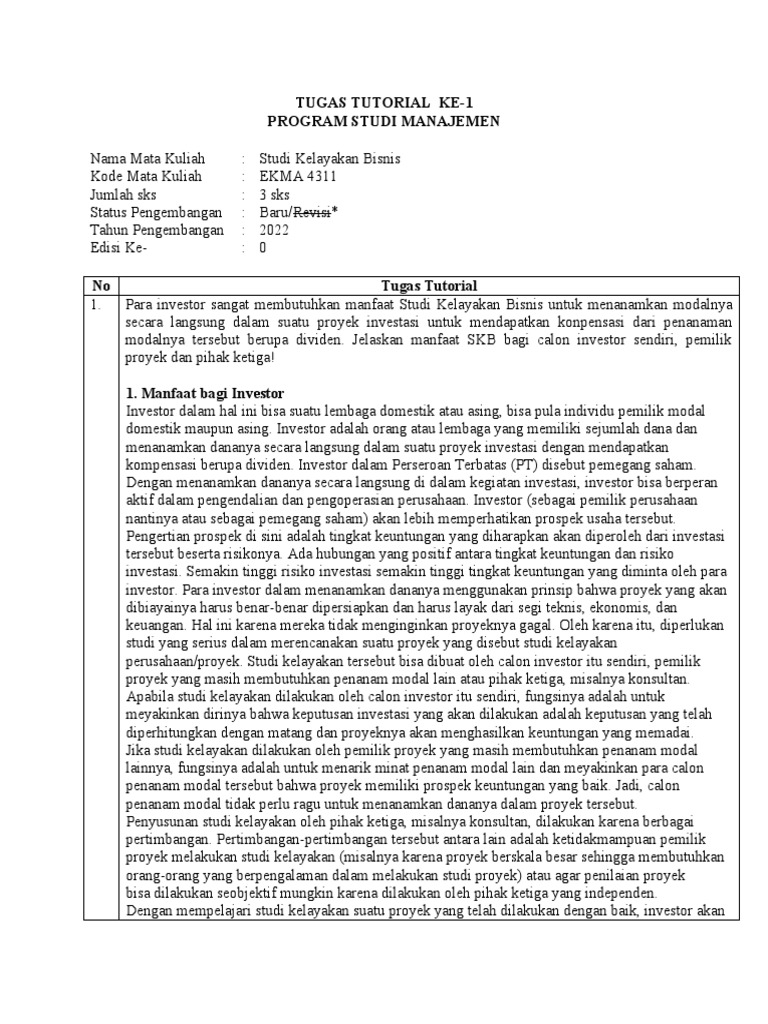 Soal Tugas 1 EKMA 4311 | PDF | Karier & Perkembangan
