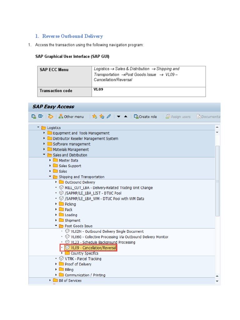 Reverse Outbound Delivery | PDF