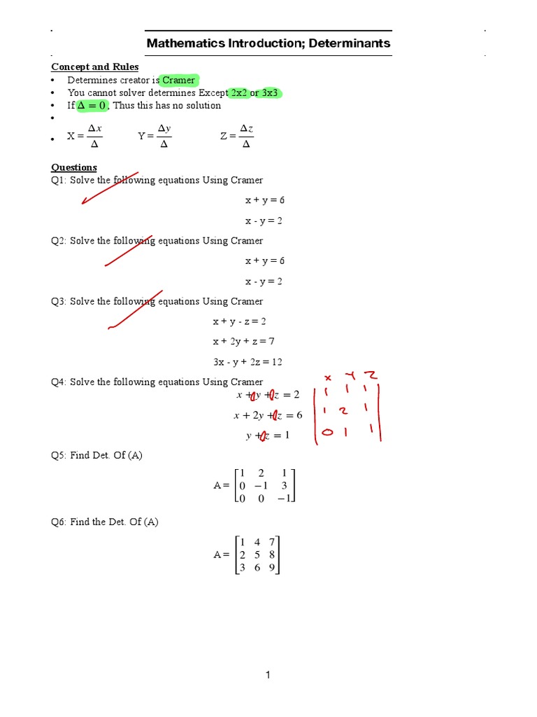 MATH101 Determinants | PDF | Algebra | Numerical Analysis