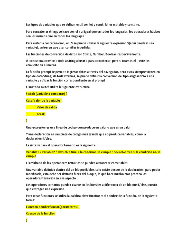 Los Tipos de Variables Que Se Utilizan en JS Son Let y Const | PDF ...