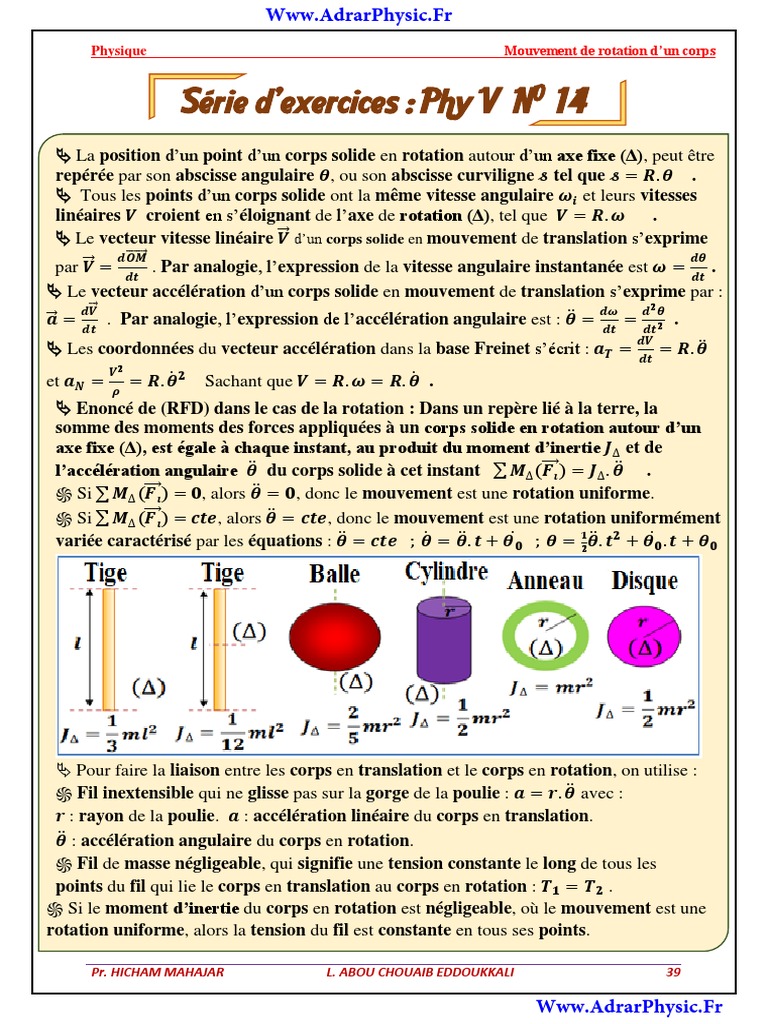 Mouvement de rotation d'un solide | PDF | Rotation | Mouvement de rotation