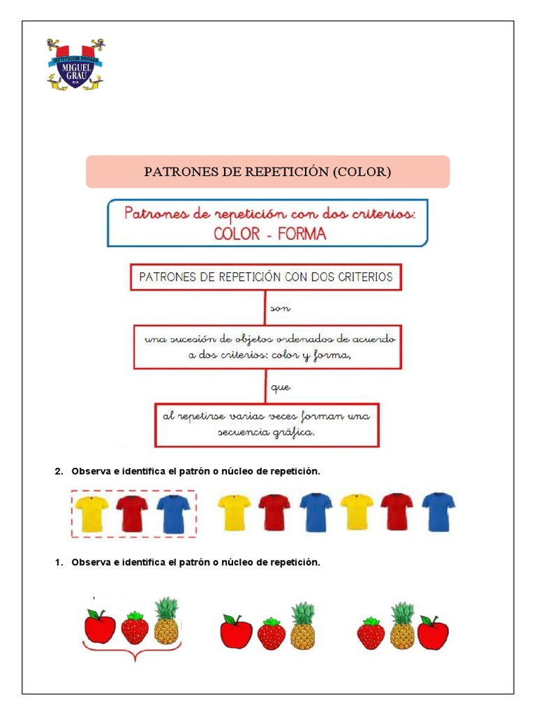 FICHA - Patrones de Repetición (Color) - RAZONAMIENTO MATEMATICO | PDF