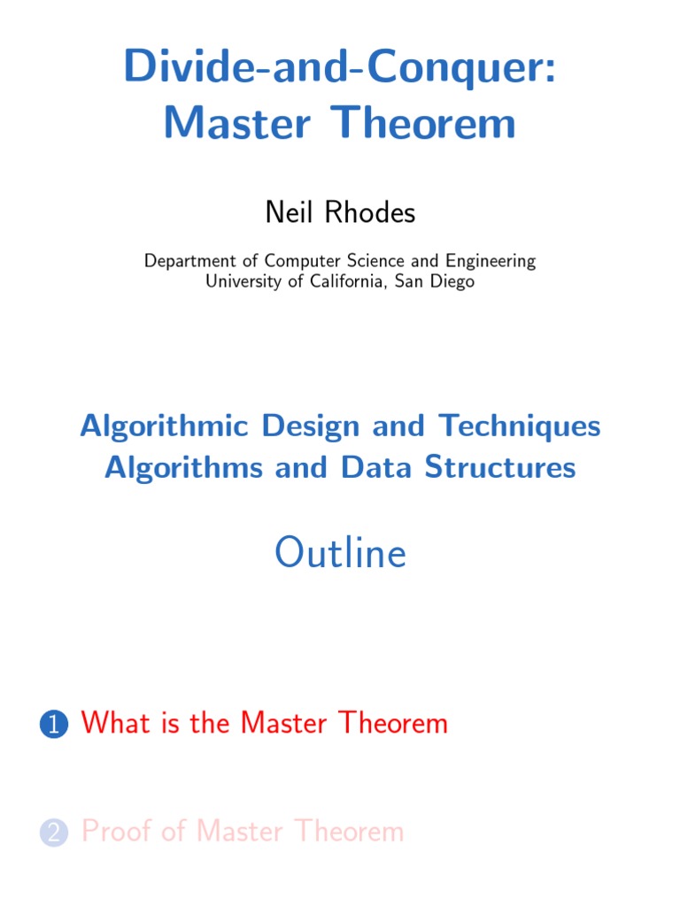 03 Divide and Conquer 3 Master Theorem | PDF | Computer Science | Algorithms And Data Structures