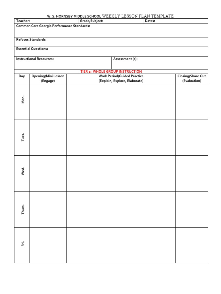 Lesson Plan Template - Hornsby | PDF