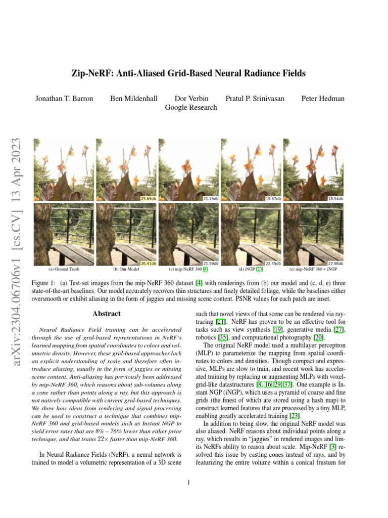 Zip-Nerf: Anti-Aliased Grid-Based Neural Radiance Fields | PDF