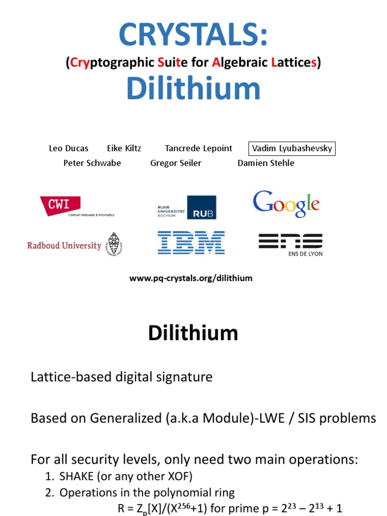 Crystals Dilithium Lyubashevsky PDF | PDF