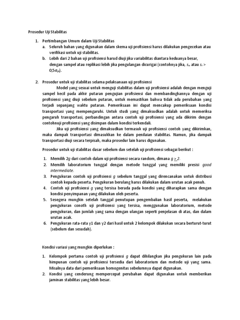 Prosedur Uji Stabilitas | PDF