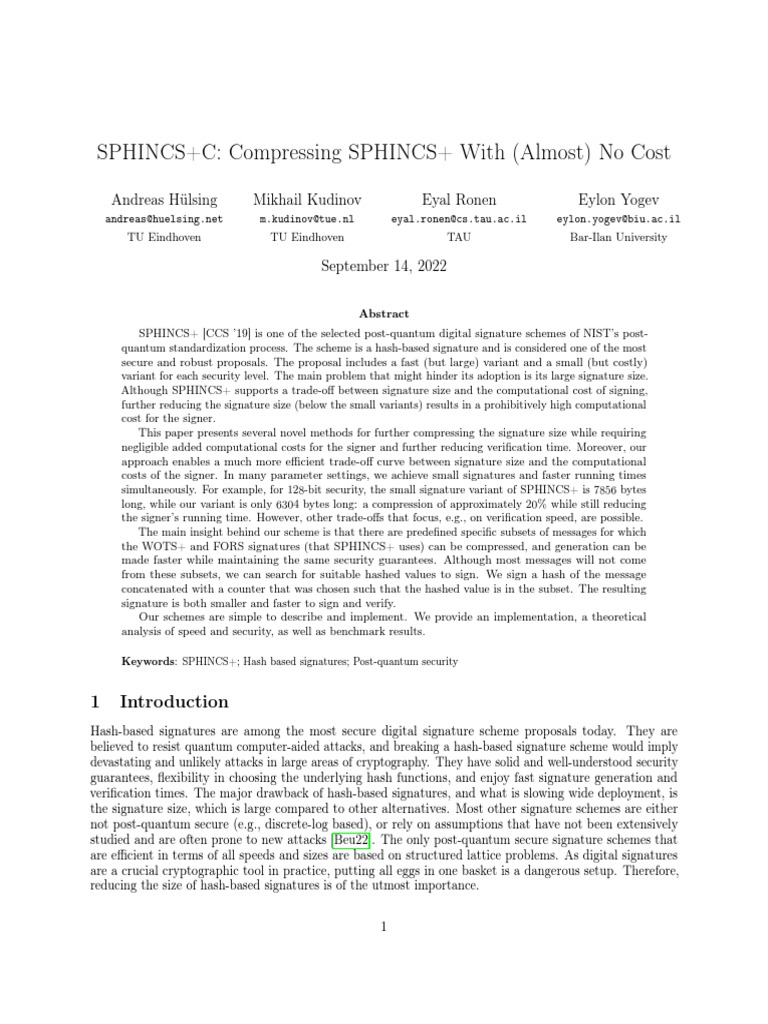 Sphincs Plus C pqc2022 | PDF | Applied Mathematics | Computer Science