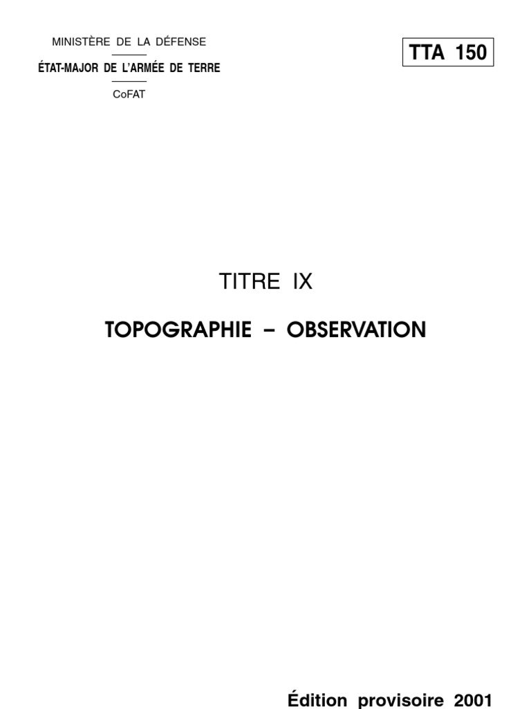 Manuel de Topographie Militaire TTA 150 | PDF | Géomatique | Géographie
