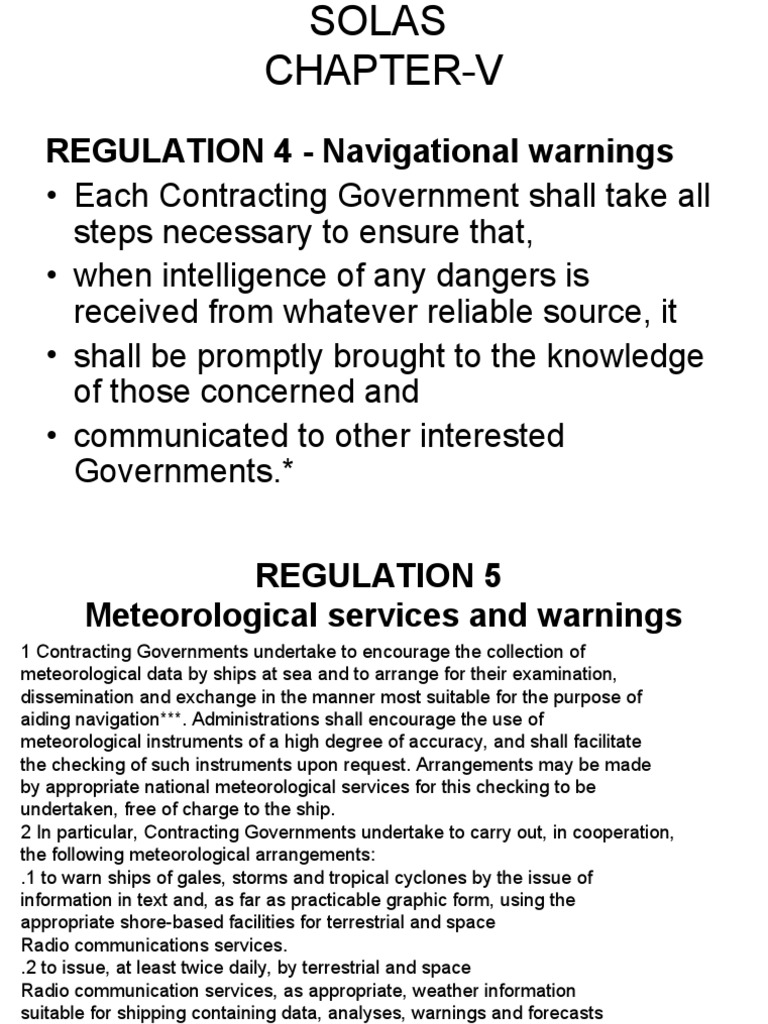 Solas V | PDF | Navigation | Meteorology