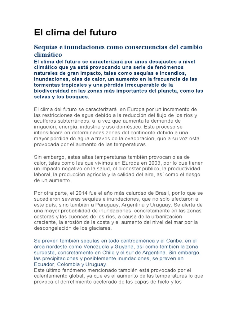 El Clima Del Futuro | PDF | Sequía | Aumento del nivel del mar