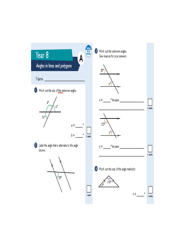 Year 8: Angles in Lines and Polygons | PDF | Elementary Geometry ...