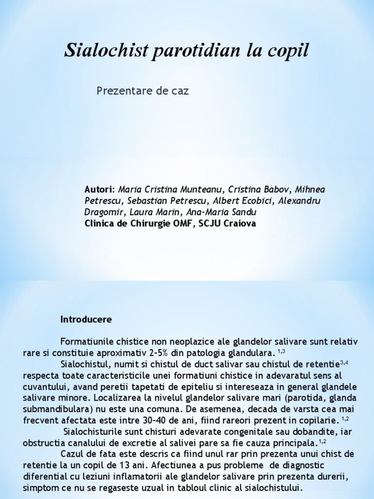 Sialochist Parotidian La Copil | PDF