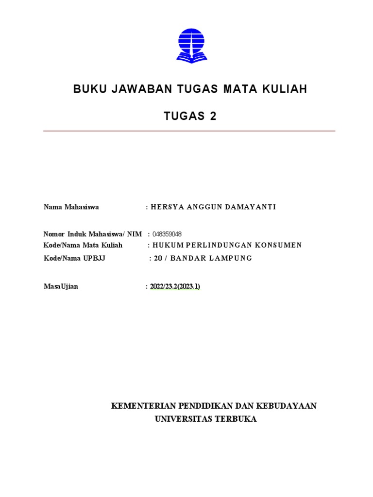 BJT Tugas 2 Hukum Konsumen TMK PDF | PDF