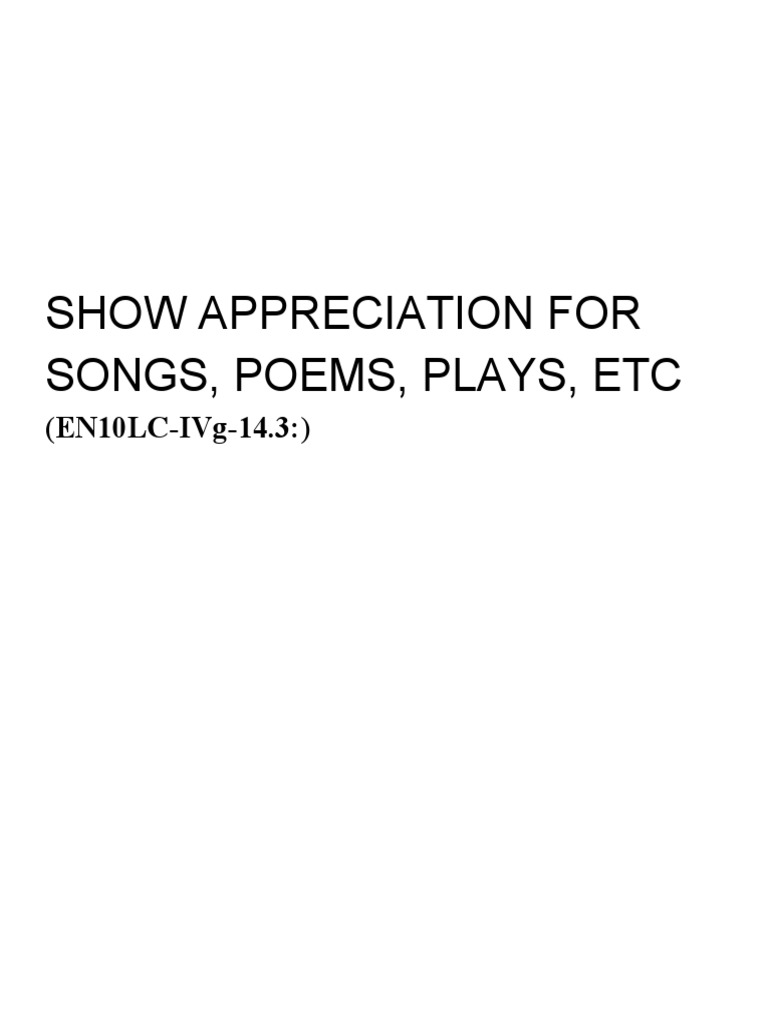 Appreciating Songs and Poems | PDF | Poetry | Haiku