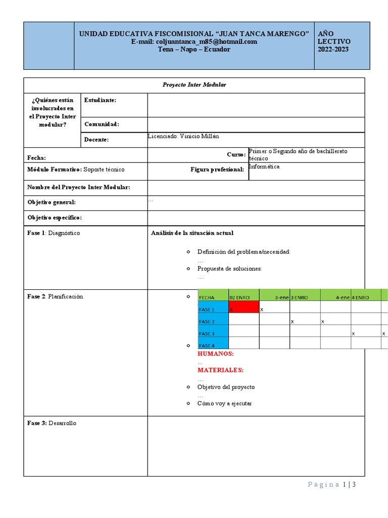 Planificación de un proyecto intermodular de soporte técnico | PDF