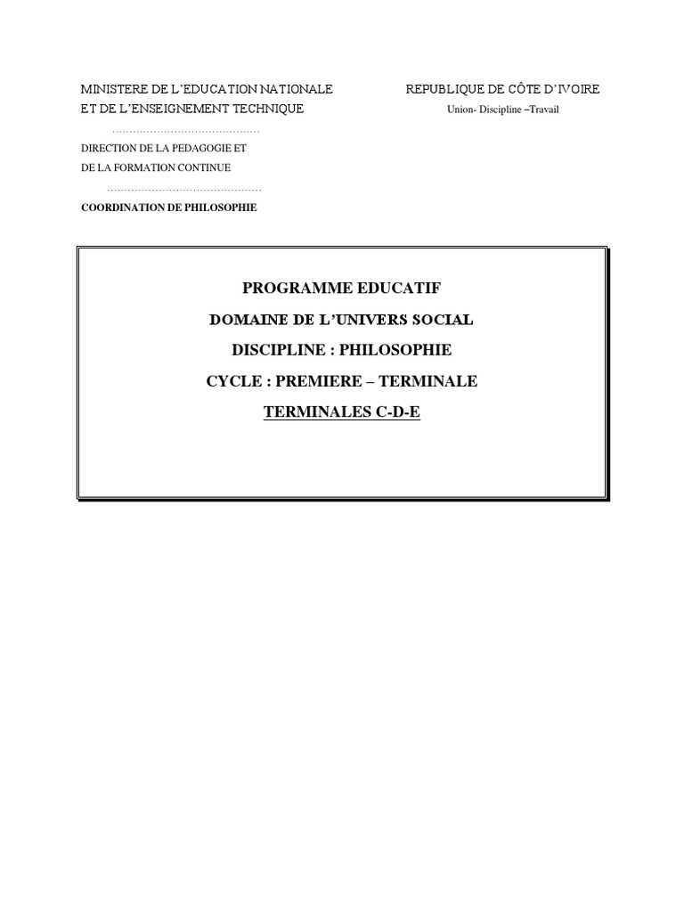 PROGR ED Philo 2018-2019 TLE C D E APC | PDF