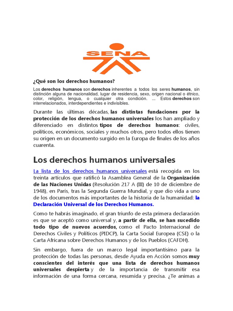 30 Derechos Humanos Universales | PDF | Derechos humanos ...