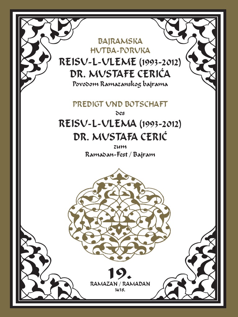 Dr. Mustafa Cerić Hutba Povodom Ramazanskog Bajrama 2017 | PDF
