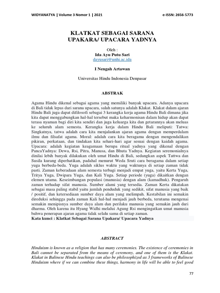 Makna Klakat dalam Upacara Hindu Bali | PDF | Ilmu Sosial | Filsafat