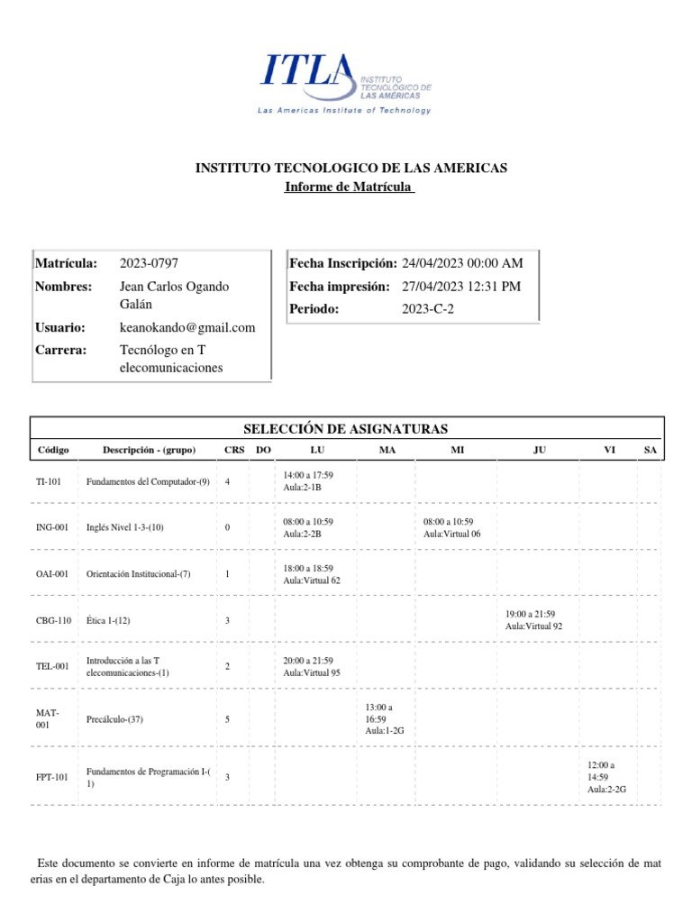 Materias Itla PDF | PDF