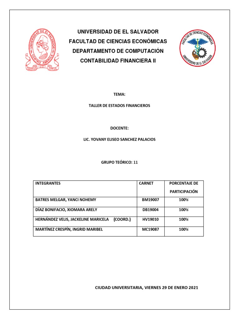 Proyecto Final Conta Ii | PDF | Estado financiero | Contabilidad