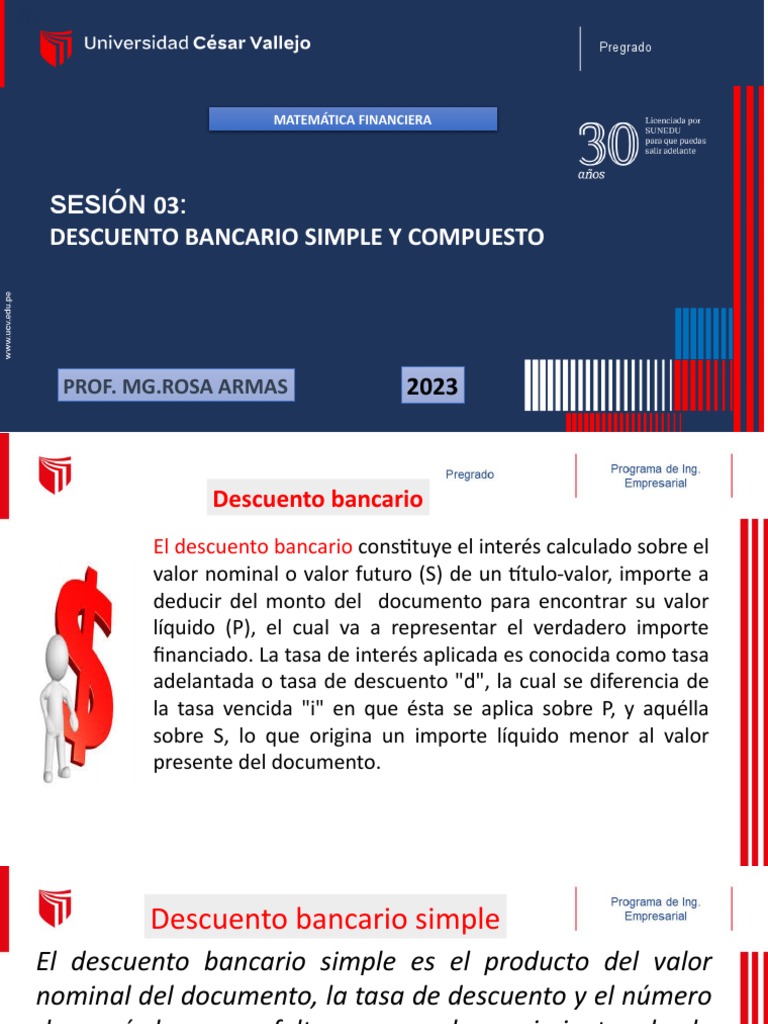 Descuento Bancario: Simple y Compuesto | PDF | Sector privado ...