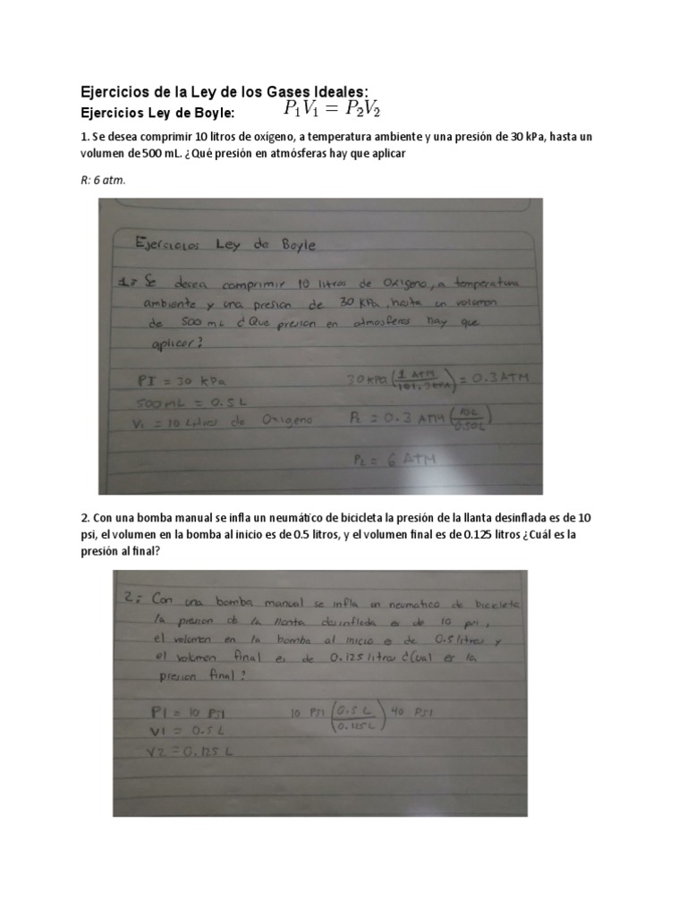 Ejercicios de Las Leyes de Los Gases y Gases Ideales | Descargar gratis PDF | Gases | Mole (Unidad)