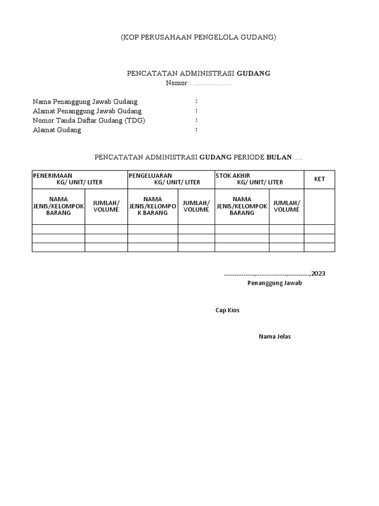 Format Laporan Gudang | PDF
