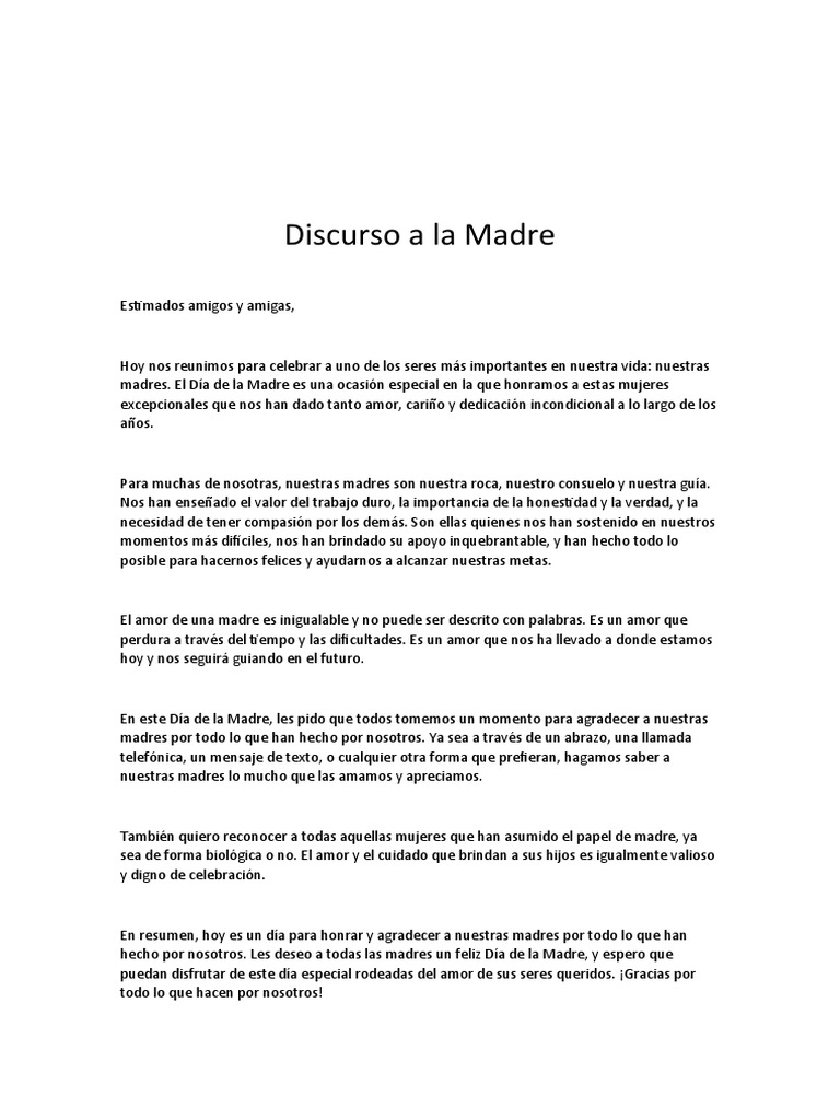 Discurso A La Madre Pdf Amor