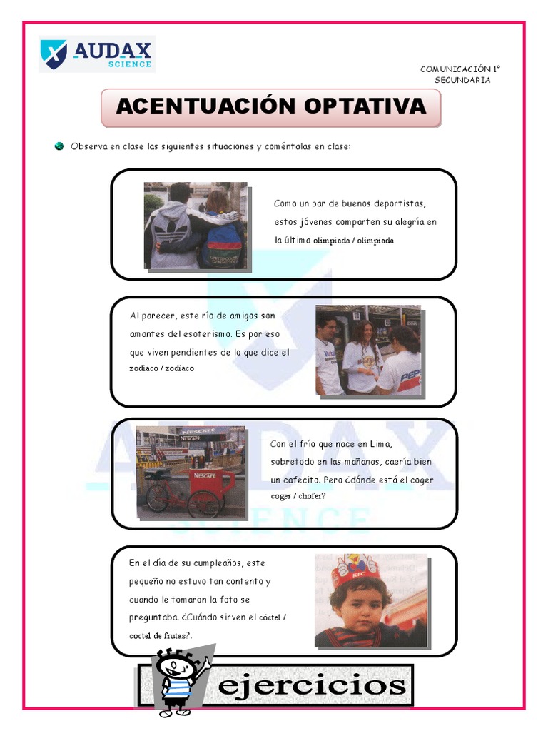 Acentuación optativa- 1° sec. COMUNICACION | PDF