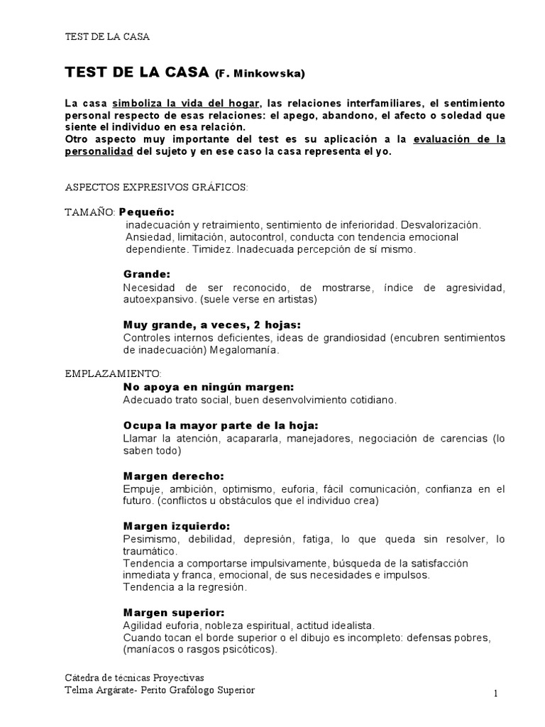 Interpretación del Test de la Casa | PDF