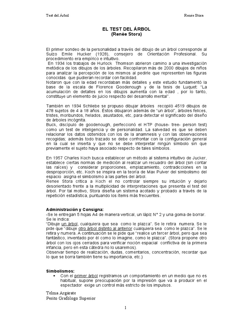 Test Del Arbol Renee Stora | PDF