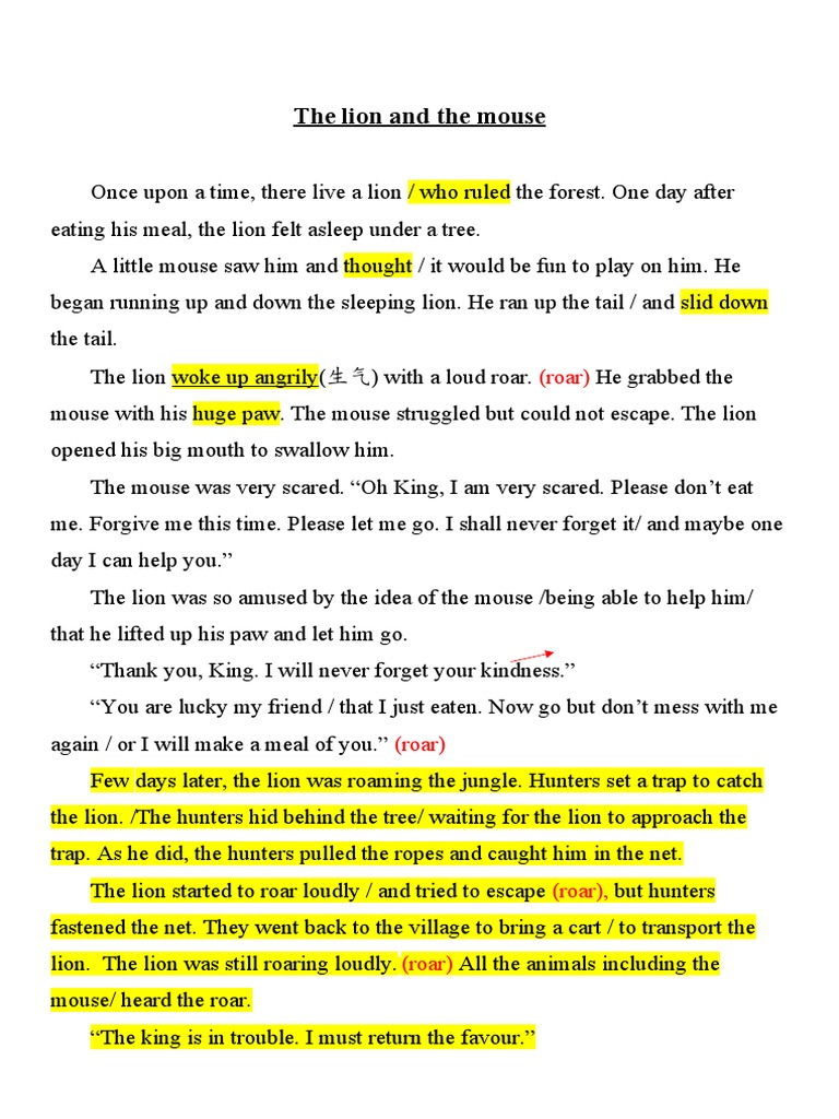 Lion and Mouse: A Tale of Friendship | PDF | Poetry | General Fiction