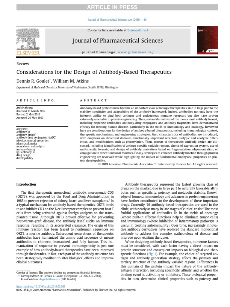 Considerations For The Design of Antibody-Based Therapeutics | PDF ...